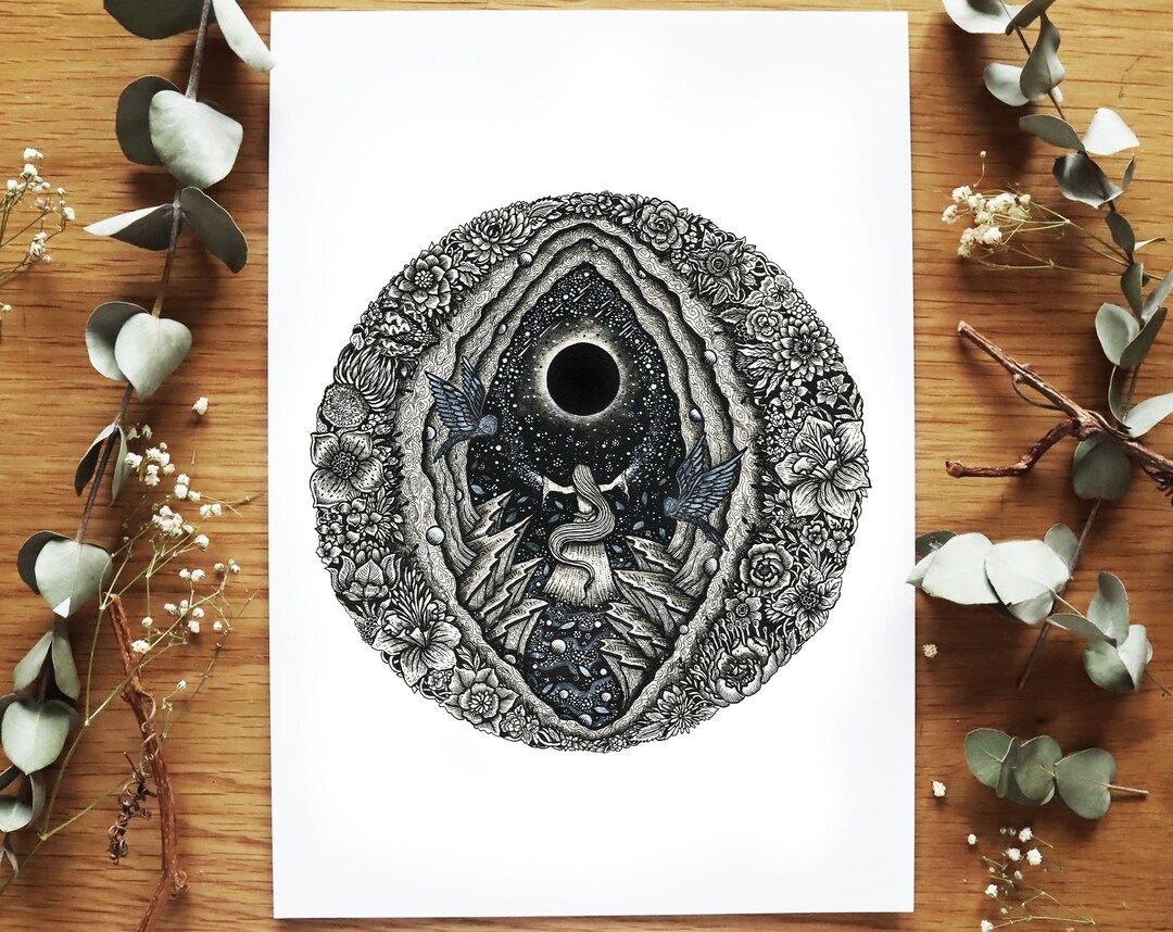 Solar Eclipse: the Path to Totality | Pen Drawing, Sun, Moon, Night ...