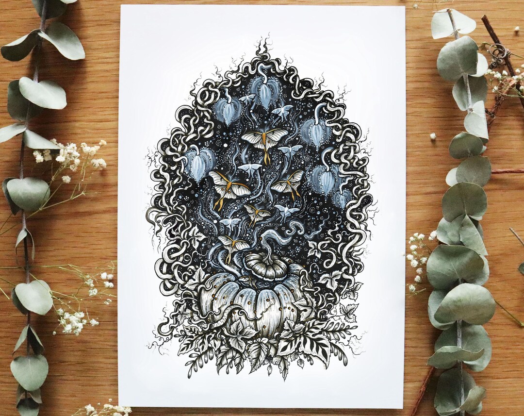 Birth of the Winter Moths - A4 Size Print, Nature, Winter, Pumpkin ...