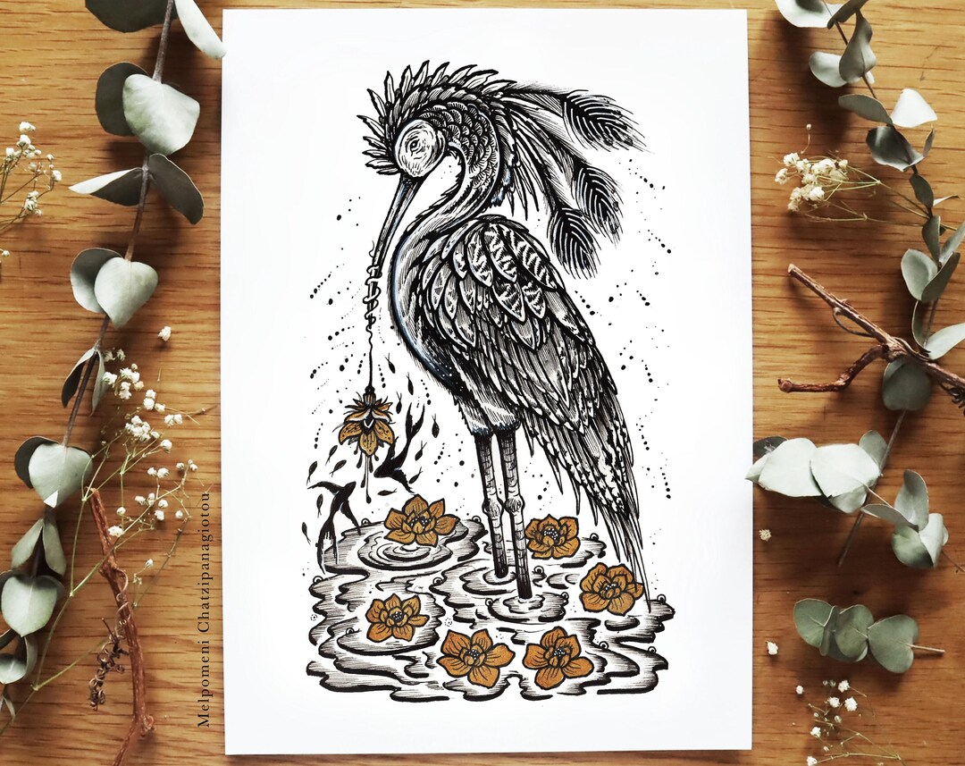 Hybrid Bird Creature | Pen Drawing, Fantasy, Night, Nature, Creatures ...
