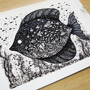 Tropical Fish | Pen Drawing, Fantasy Art, Ocean Art, Night, Nature ...