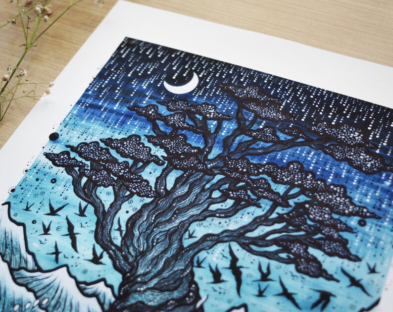 Tree of Starlight A4 Size Single Print Flowers Forest - Etsy