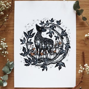 Deer Lord - Limited Edition Print | Pen and Ink Drawing, Nature, Folk ...