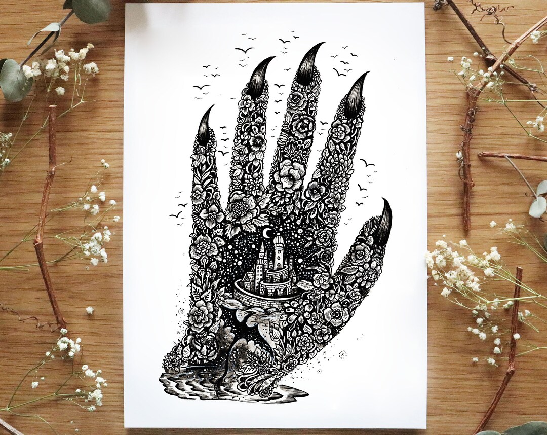 Dragons Lair - the Hand Cave | Pen Drawing, Fantasy Art, Surreal Art ...