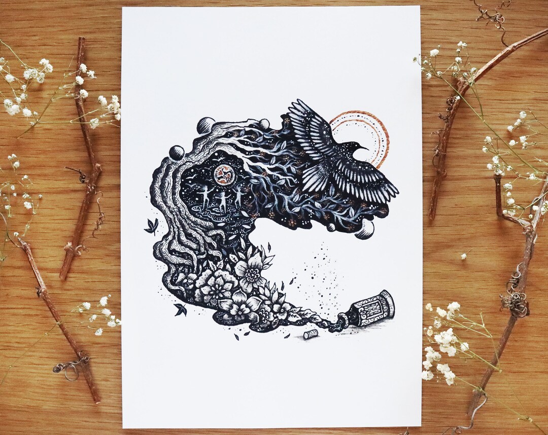 The Potion Ritual - Limited Edition Print | Pen Drawing, Bird, Dance ...