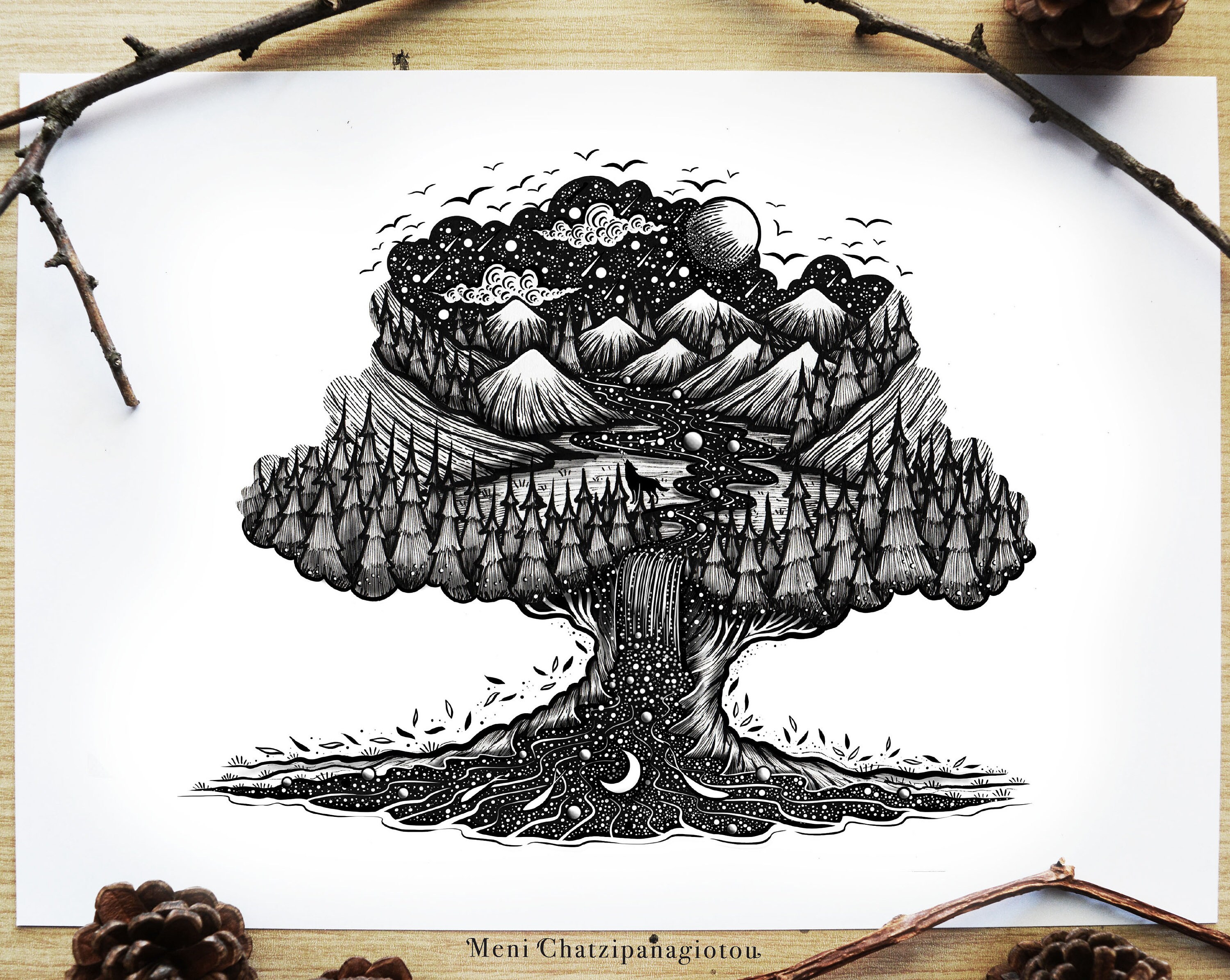 Life And Death Tree Drawing