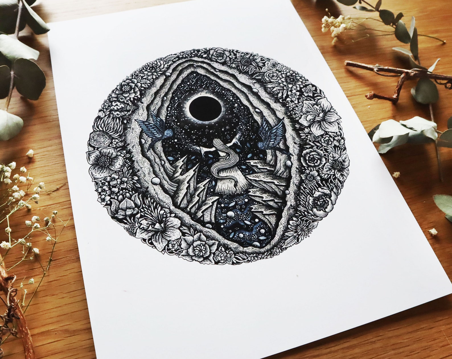 Solar Eclipse: the Path to Totality | Pen Drawing, Sun, Moon, Night ...