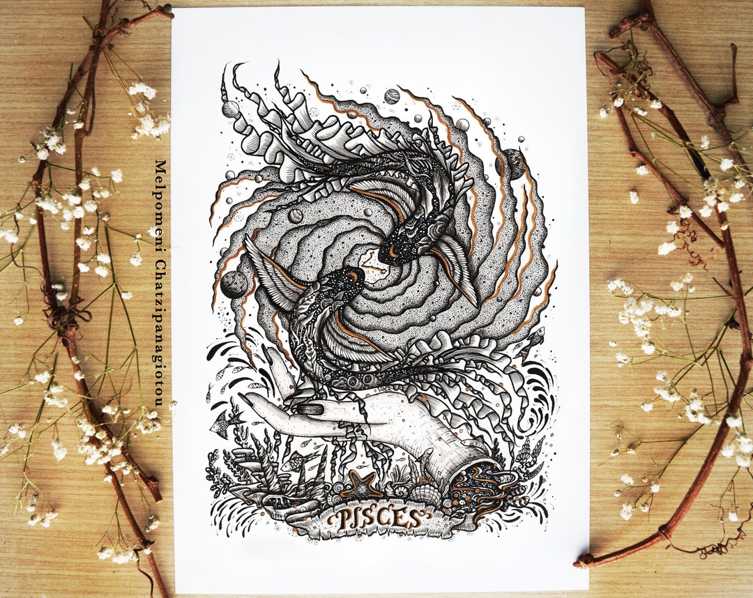 Pisces - Zodiac Signs, Hand, Sea, Coral Reef, Sea Shells, Celestial ...
