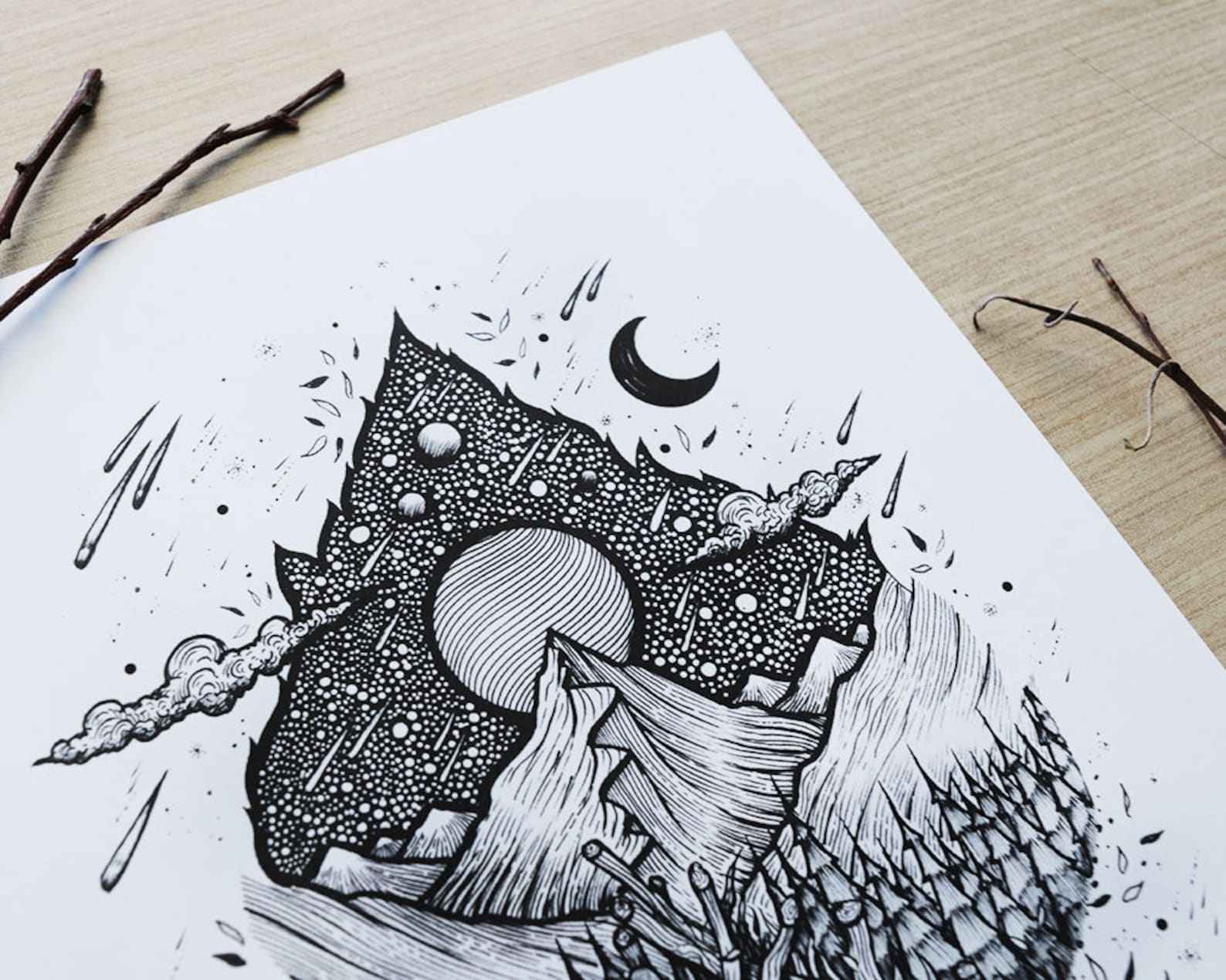 Wood Fire || Fine Art Print. Scenery, Mountains, Portal, Man, Landscape ...