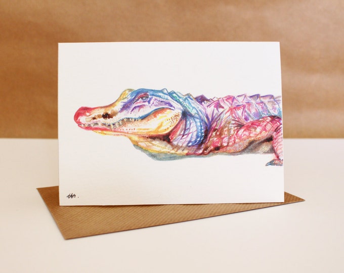Watercolour Alligator Card Watercolour Greetings Card - Etsy