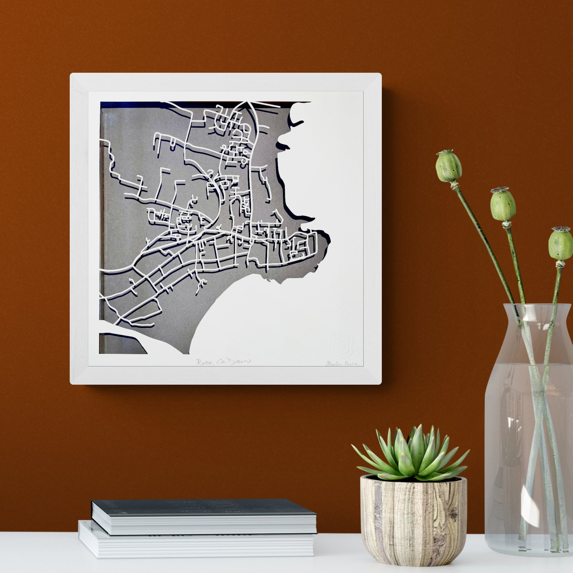 Mixed Media & Collage Castleknock Ireland Papercut Map Ireland Art ...