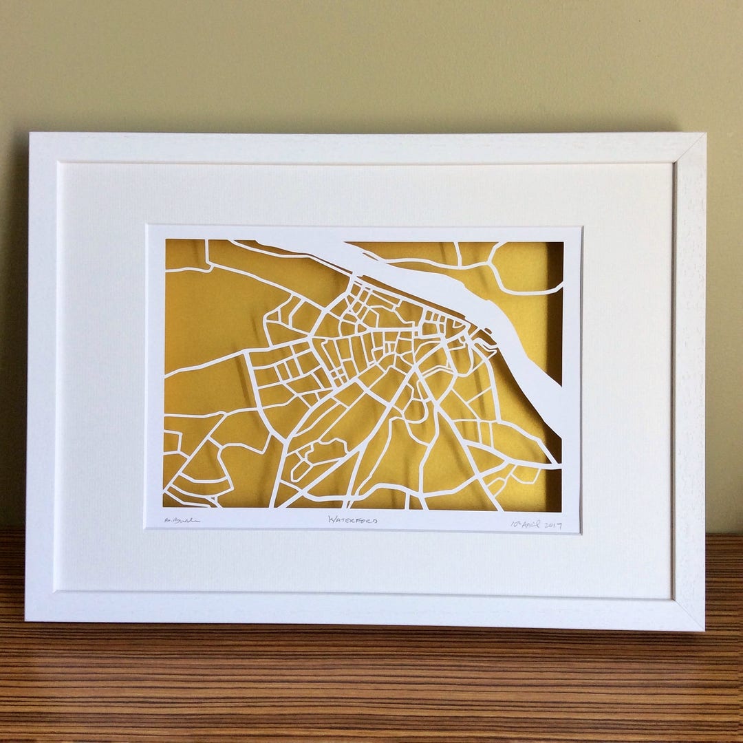 Waterford, Ireland Papercut Map, Irish Handmade Gift, Ireland Art ...