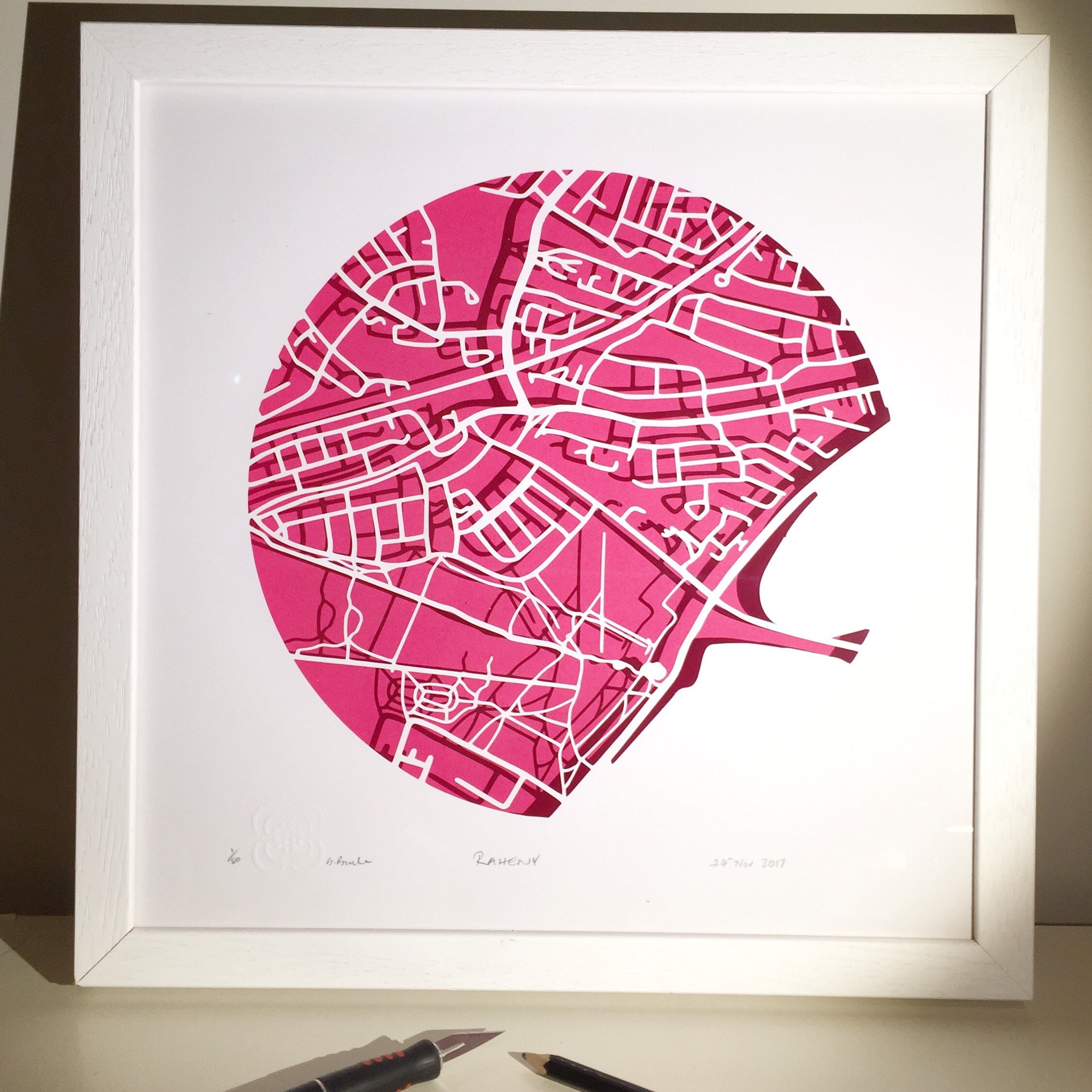 Mixed Media & Collage Castleknock Ireland Papercut Map Ireland Art ...