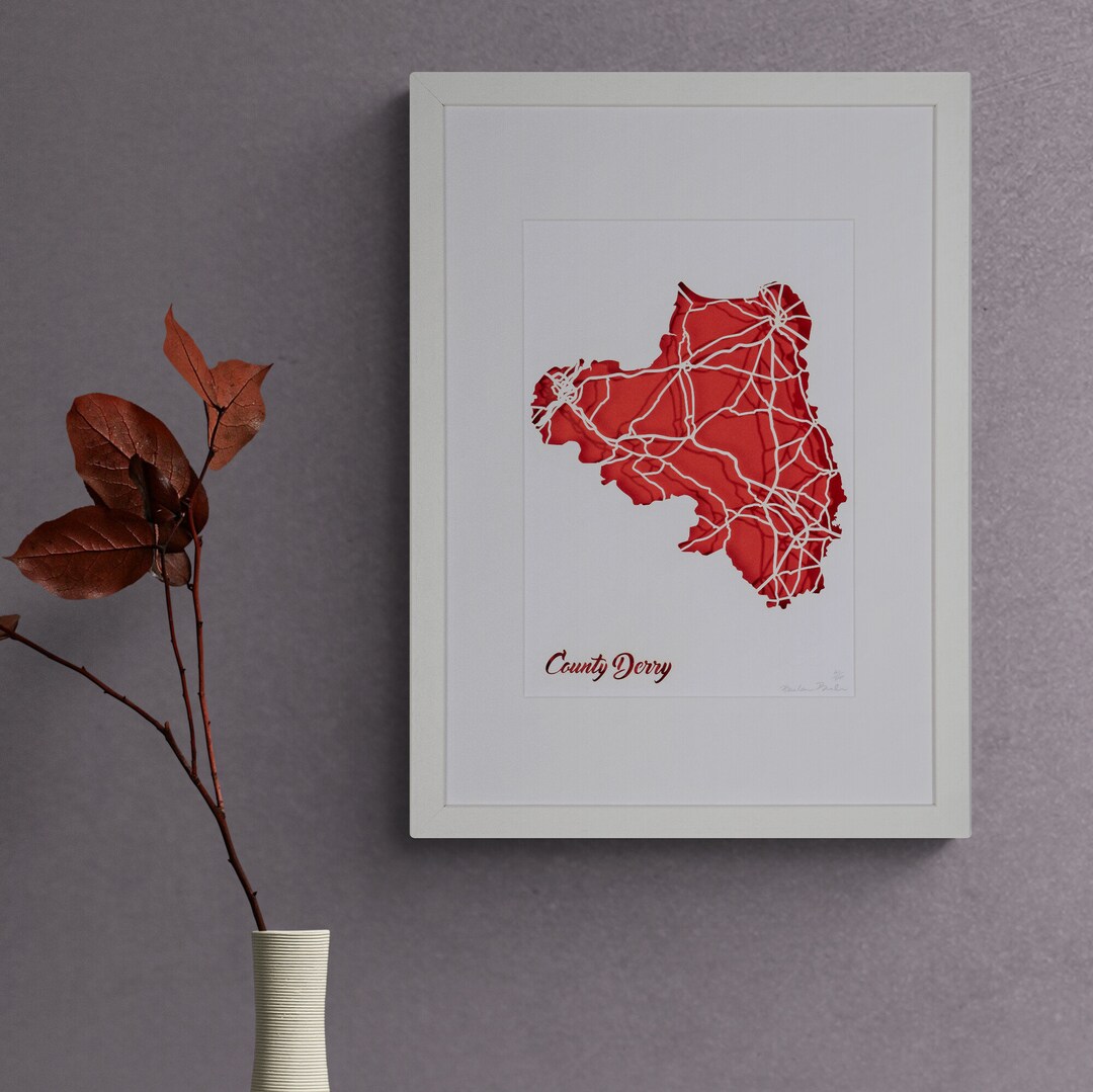County Derry Papercut Map Irish Gift for Home, Christmas Gift Ideas for ...