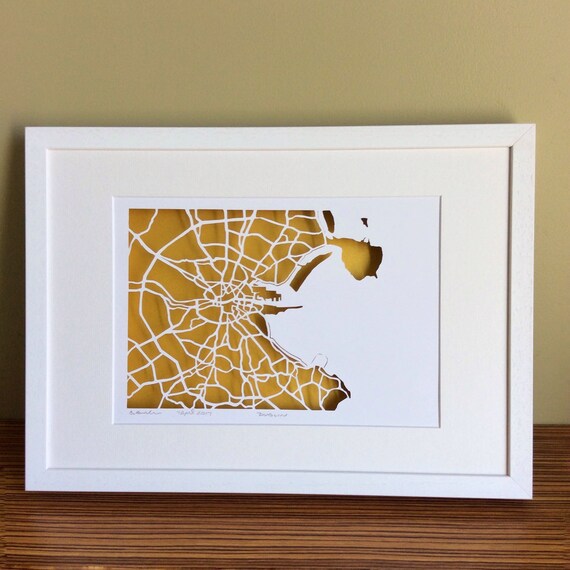 Dublin Ireland Map Paper cut Art Work Irish Handmade Gift | Etsy
