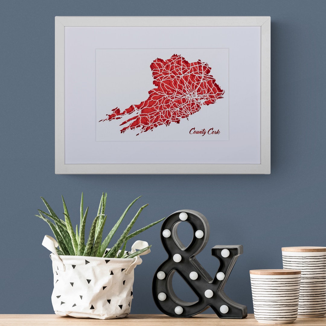 County Cork Papercut Map, a Contemporary Art Map of Cork's Roads and ...