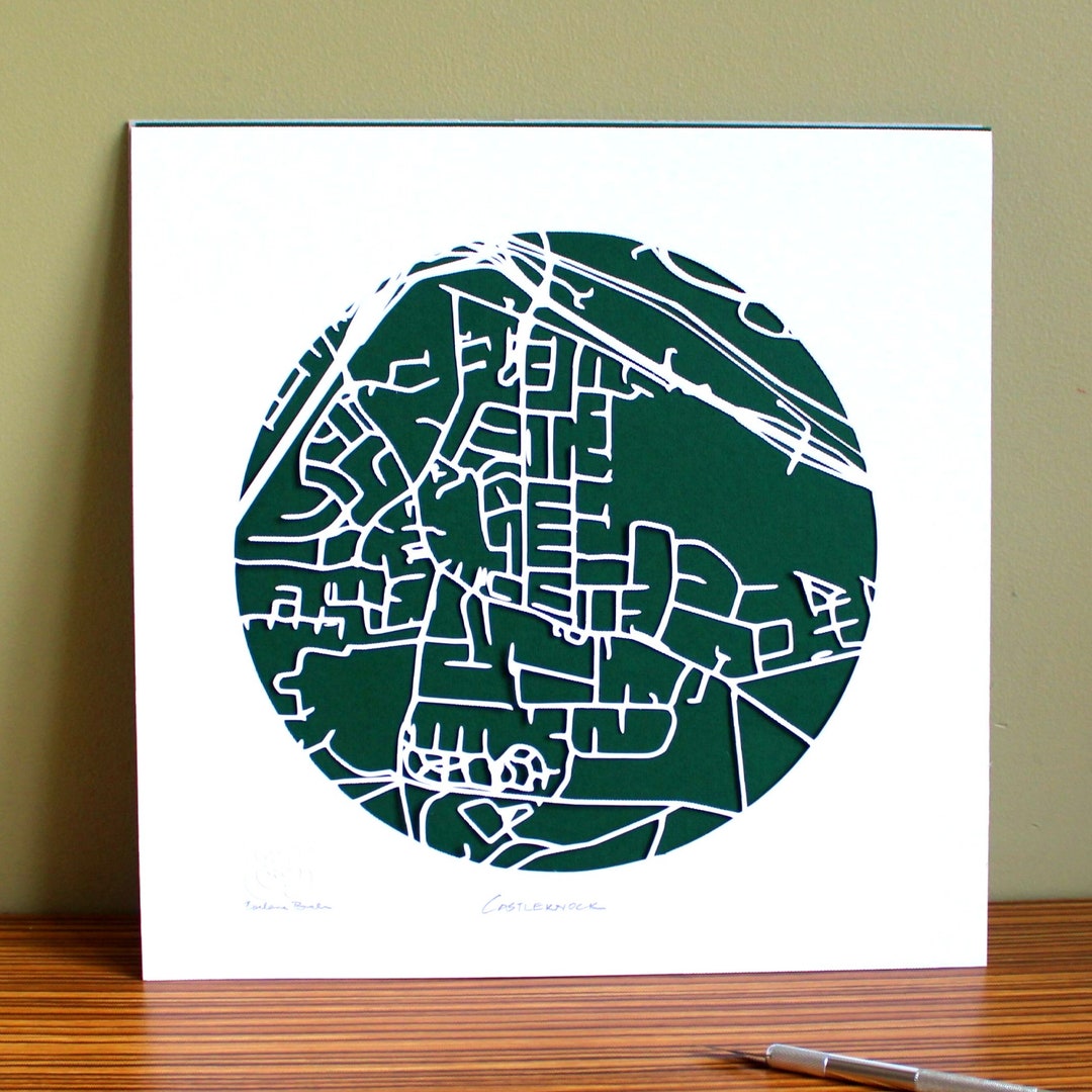 Castleknock Dublin Ireland Papercut Map Irish Handmade - Etsy