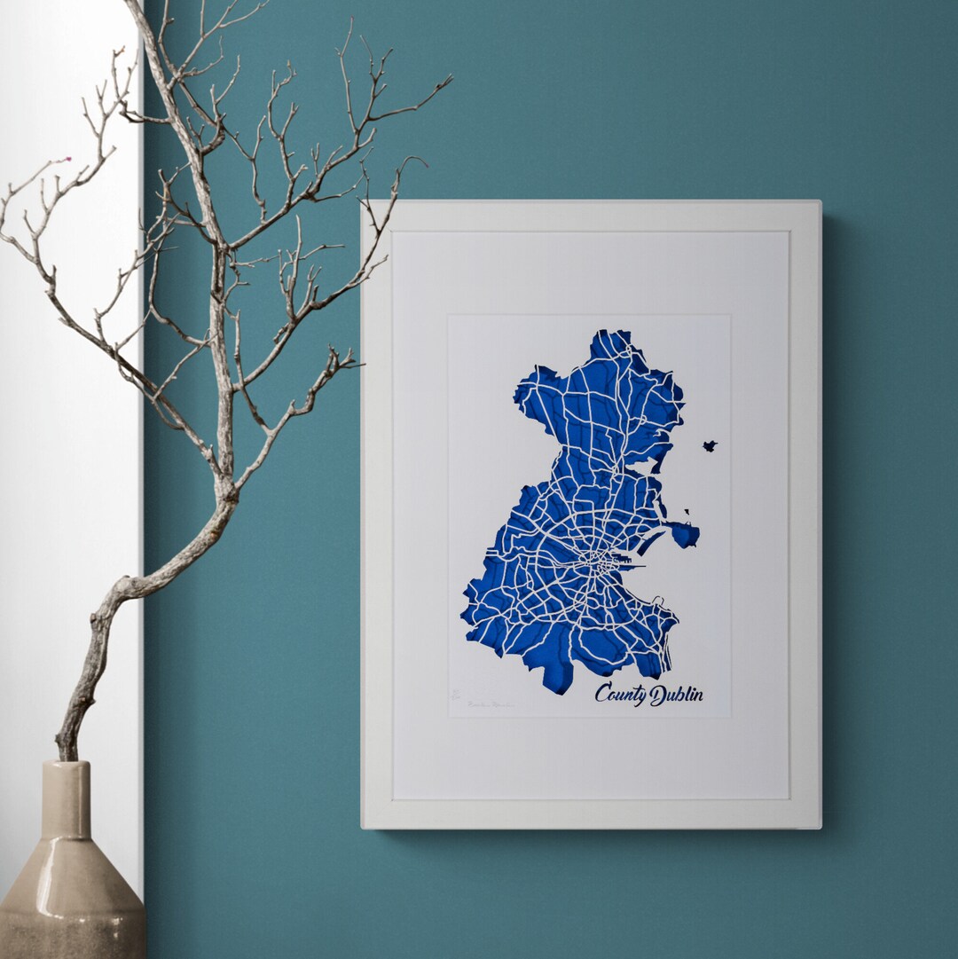County Dublin Papercut Map, a Contemporary Art Map of Dublin's Roads ...
