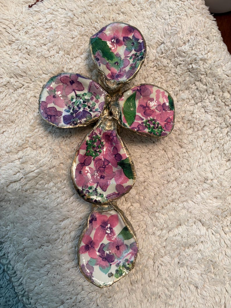 Inspirational Purple Floral Oyster Shell Cross - Etsy