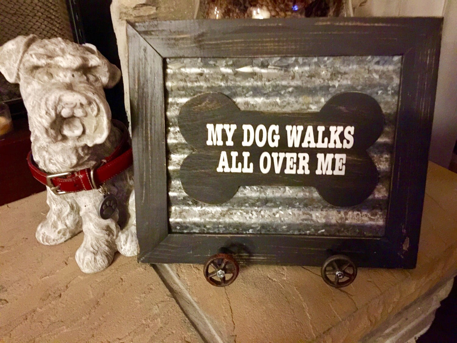 Industrial Rustic Dog Leash Holder, Pet Plaque, Dog Decor, Handmade ...