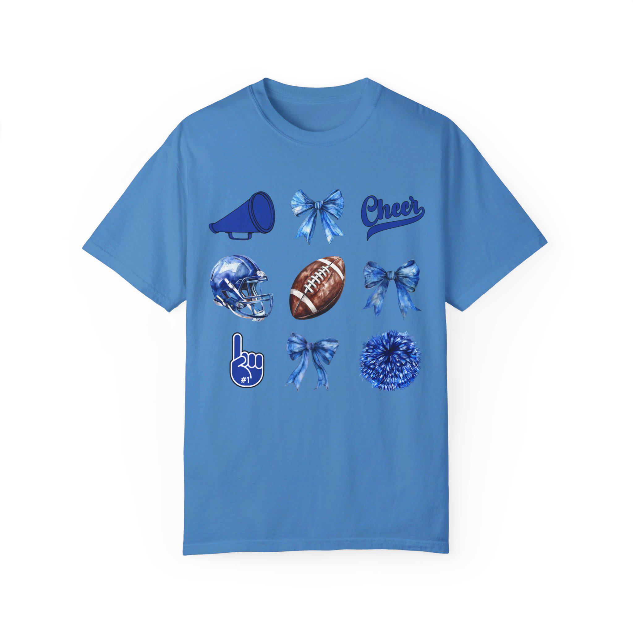 Football Cheerleader Shirt, Comfort Colors Football Blue Bow Shirt ...