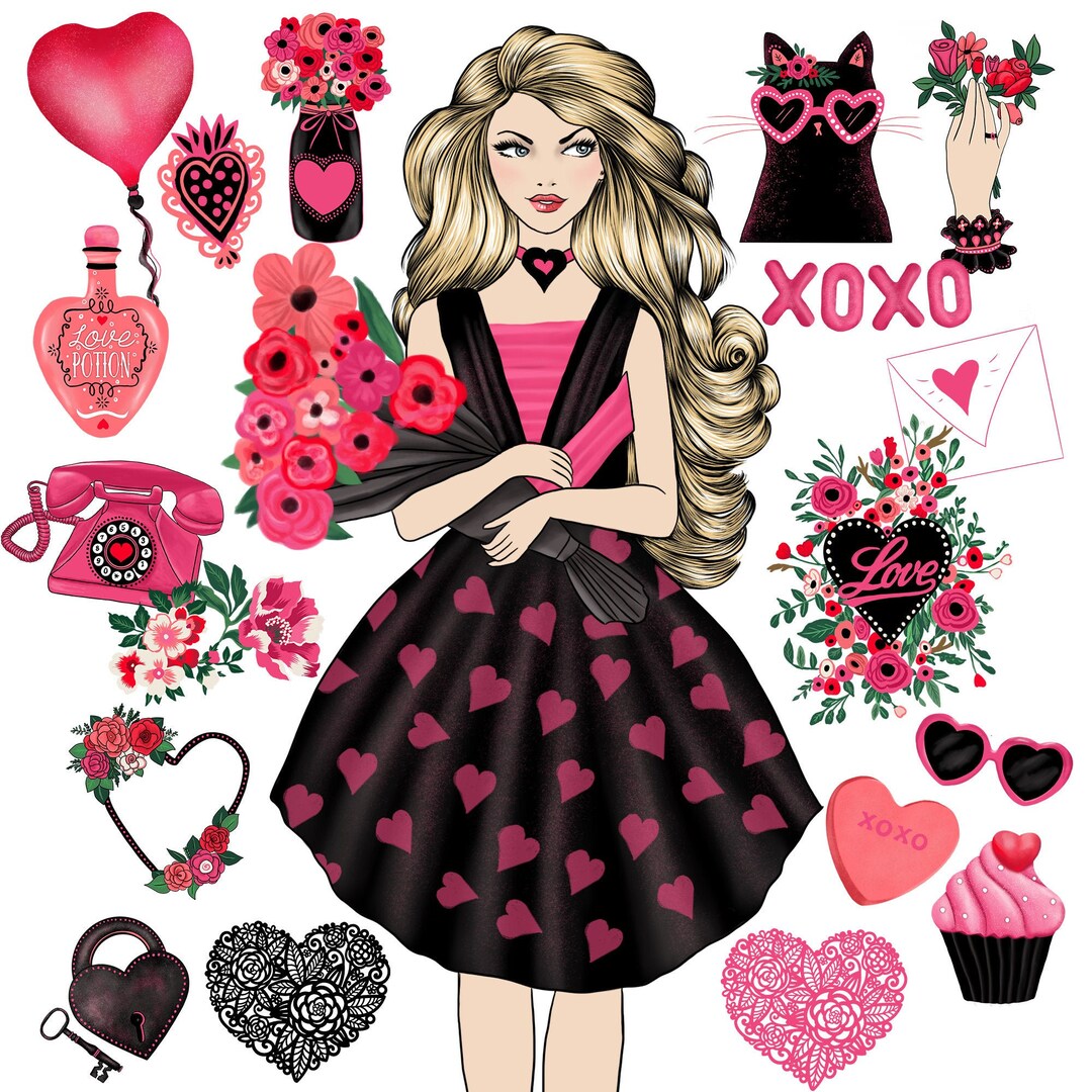 Valentines Girl Clipart Valentines Clip Art Romance Clipart Heart ...