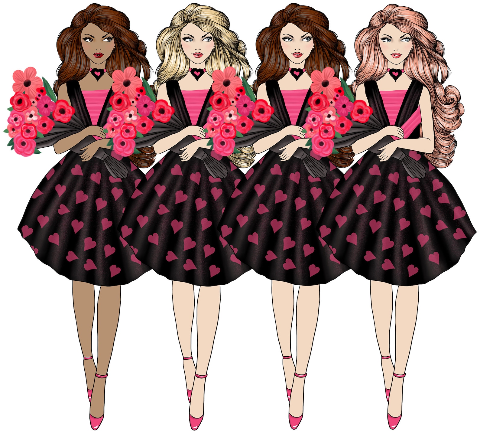 Valentines Girl Clipart Valentines Clip Art Romance Clipart Heart ...