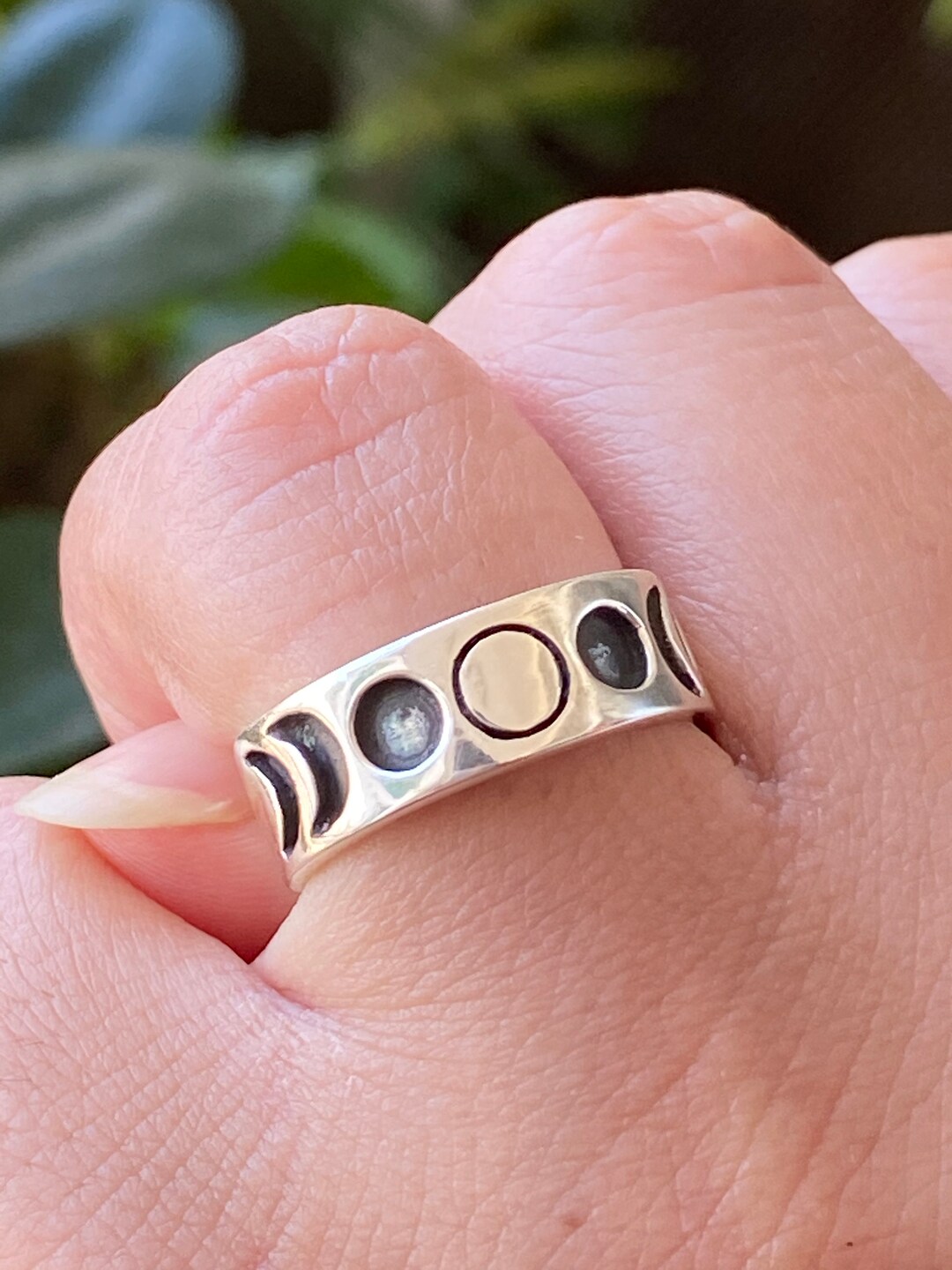 Moon Phases Ring Silver Stackable Ring 925 Ring Moon Phases Full Moon ...