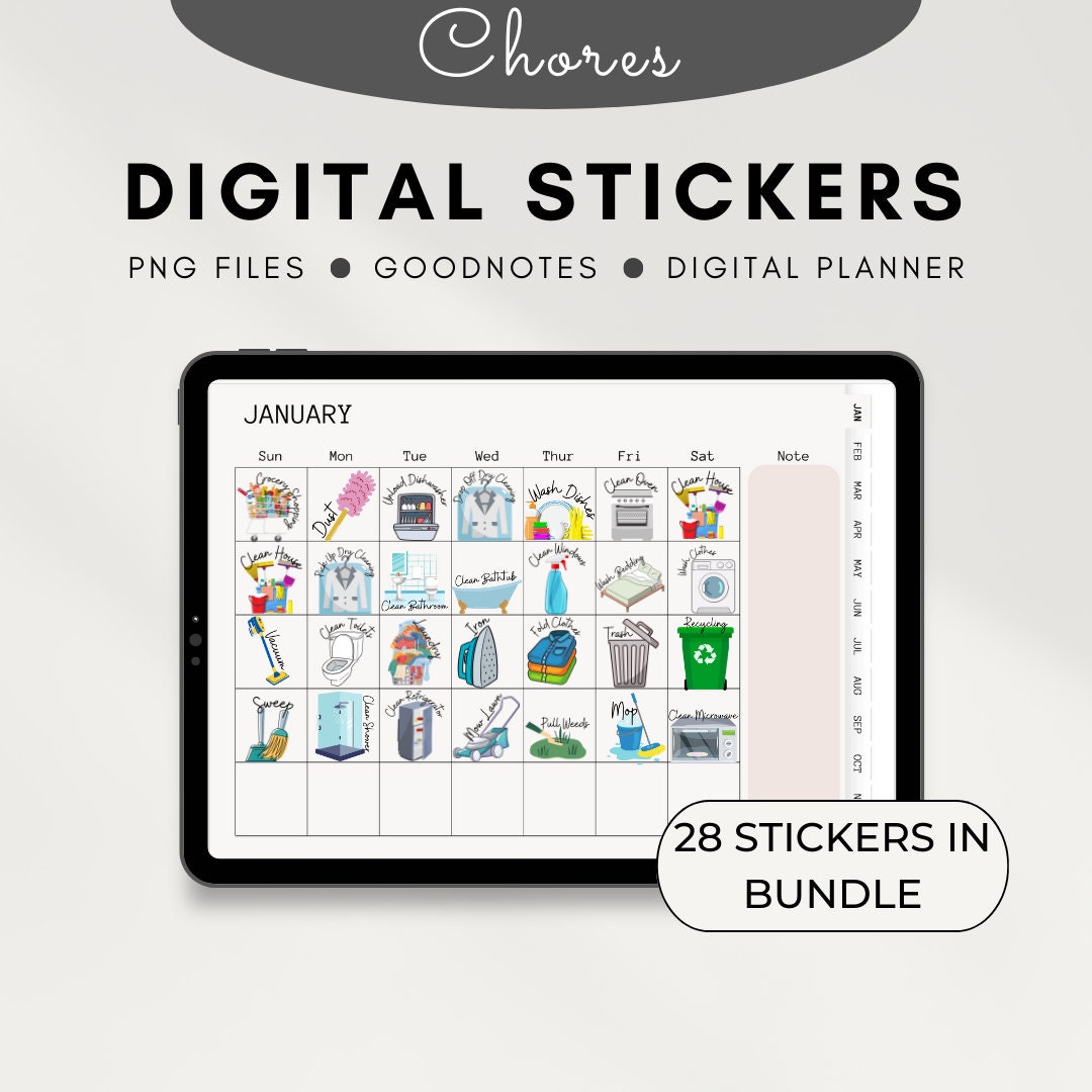 Chore Stickers for Digital Planners // Instant Download - Etsy