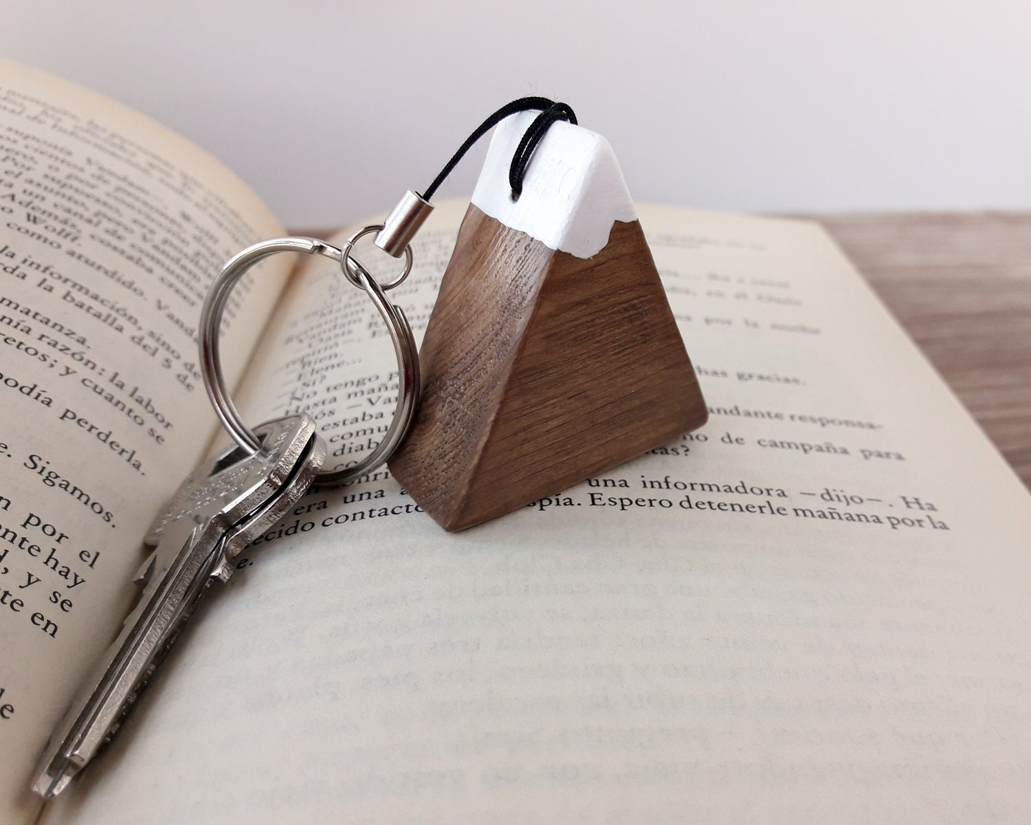 Rustic mountain keychain for travelers Wooden mountain | Etsy