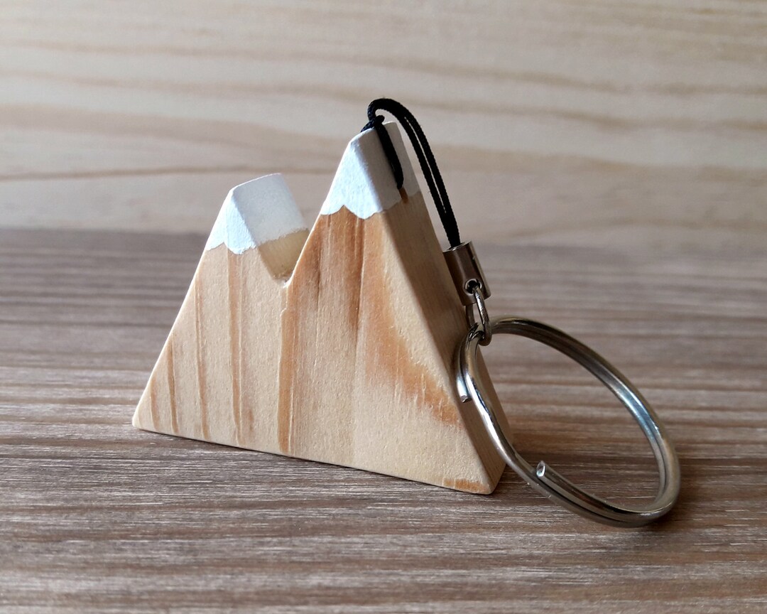 Rustic Wooden Keychain, Minimalist Mountain Gift, Gift for Nature ...