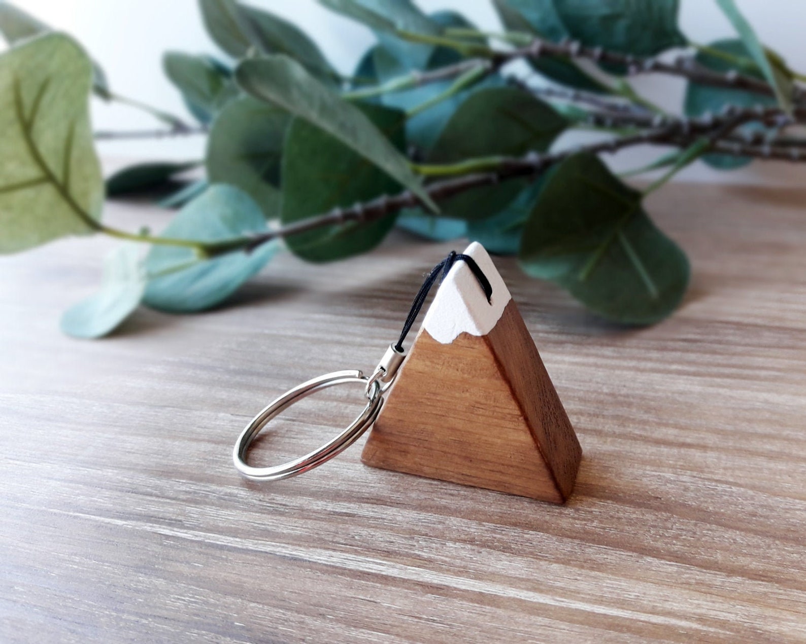 Wooden mountain keychain for nature lovers Scandinavian and | Etsy