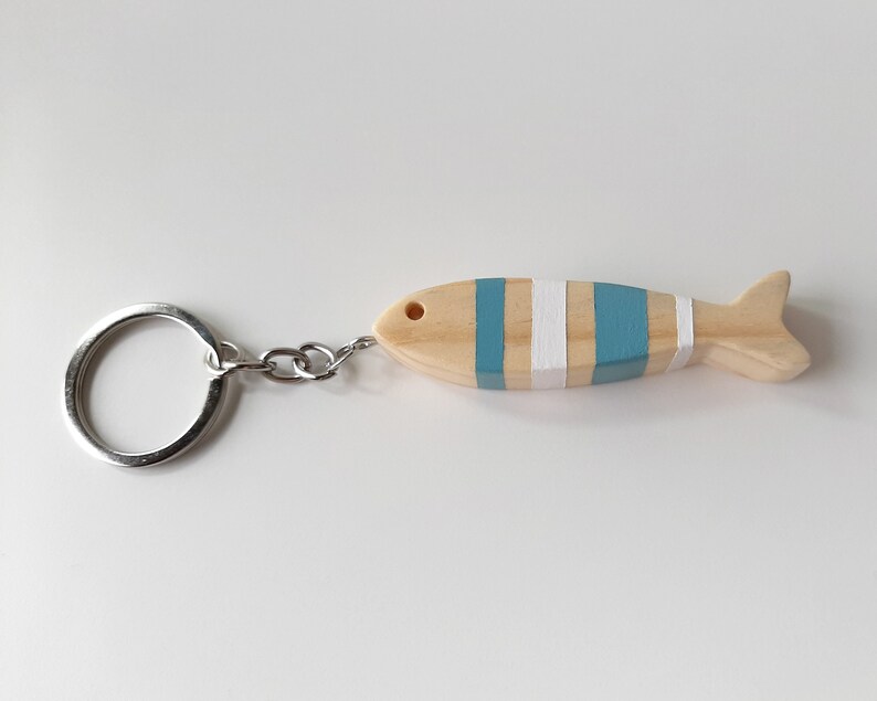 Summer Fishing Keychain Minimalist Wooden Fish Key Ring Boho | Etsy