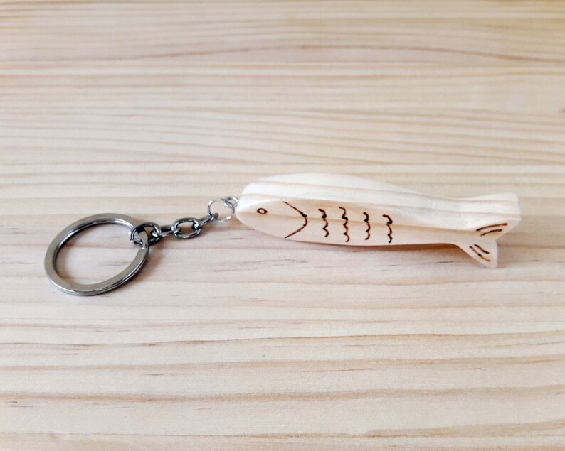 Scandinavian Design Wooden Fish Key Chain Engraving Nordic - Etsy