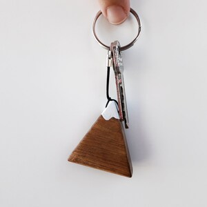 Rustic Mountain Keychain for Travelers, Wooden Mountain Keychain for ...
