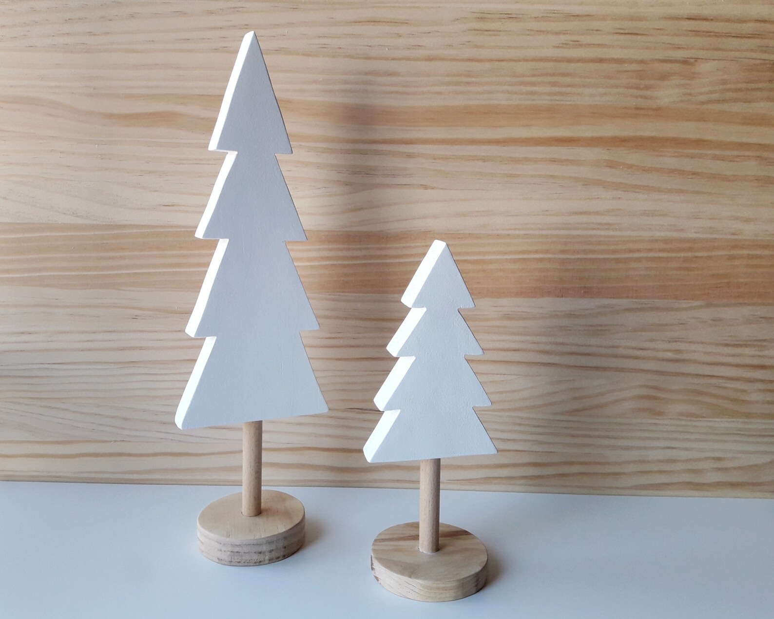 Set of Two Wooden Trees Perfect for Decorating a | Etsy