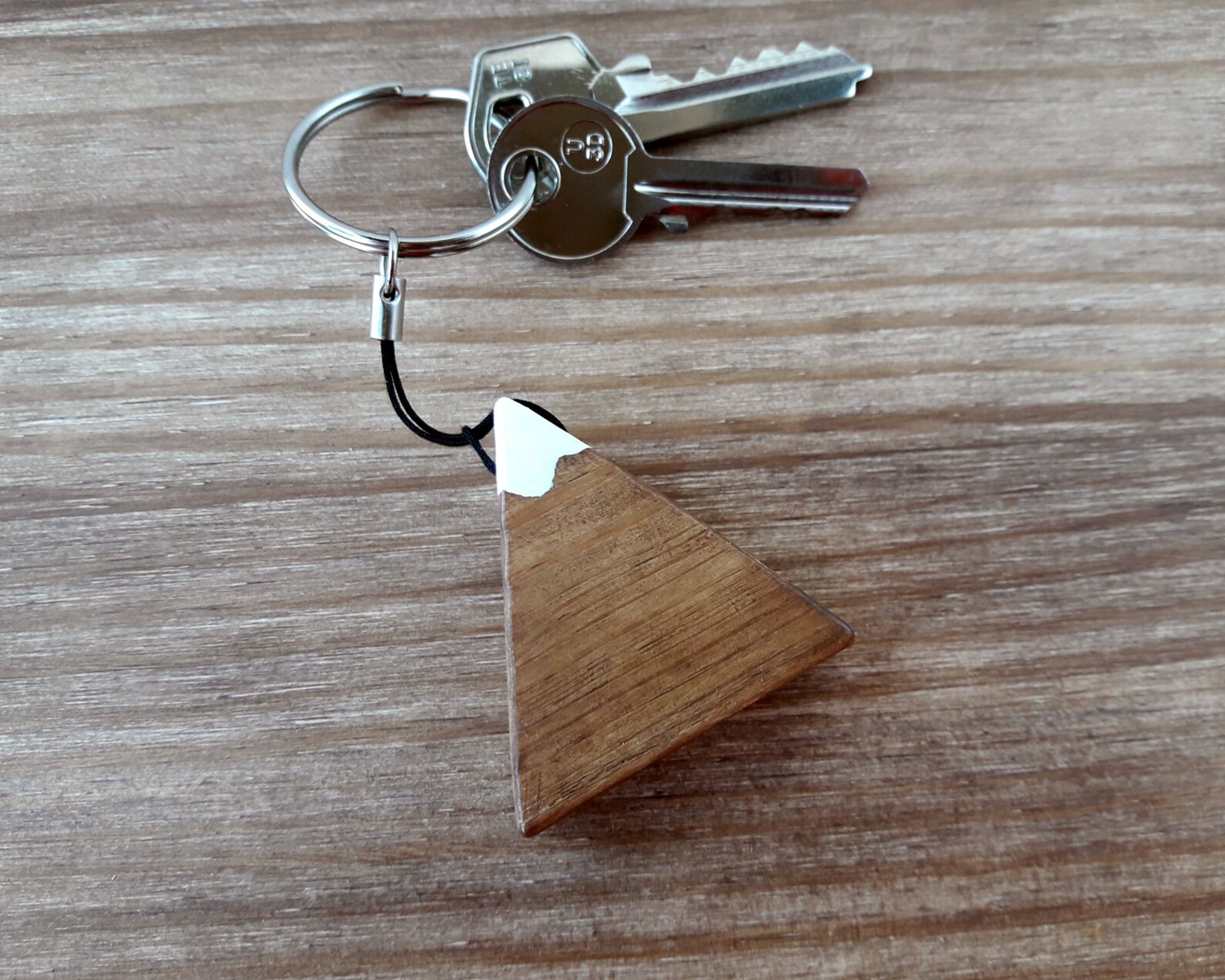 Rustic mountain keychain for travelers Wooden mountain | Etsy