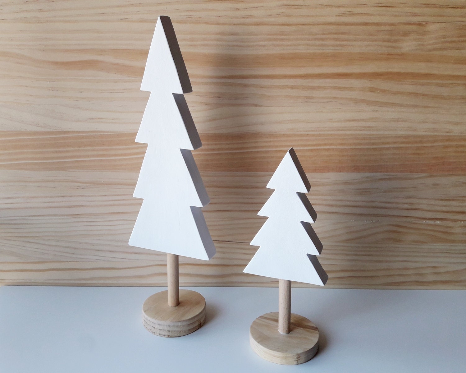 Set of Two Wooden Trees Perfect for Decorating a - Etsy