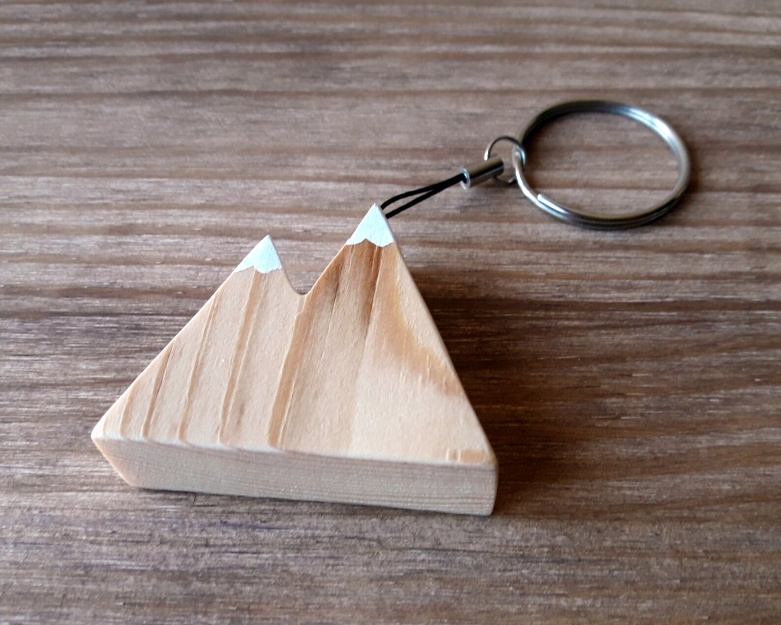 Rustic wooden keychain Minimalist mountain gift Gift for | Etsy