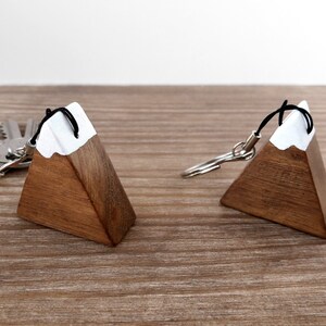 Rustic Mountain Keychain for Travelers, Wooden Mountain Keychain for ...