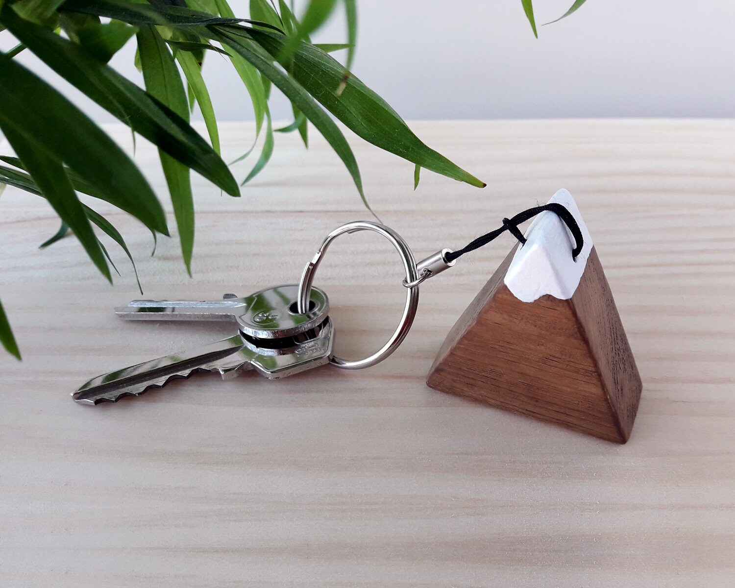 Rustic mountain keychain for travelers Wooden mountain | Etsy