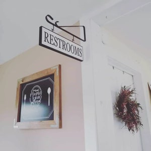 Restrooms Double Sided Bathroom Street Sign Restroom Sign Bathroom Sign ...