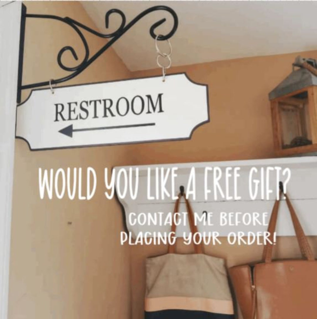 Bathroom Street Sign Double Sided Restroom Sign With Arrow Farmhouse ...