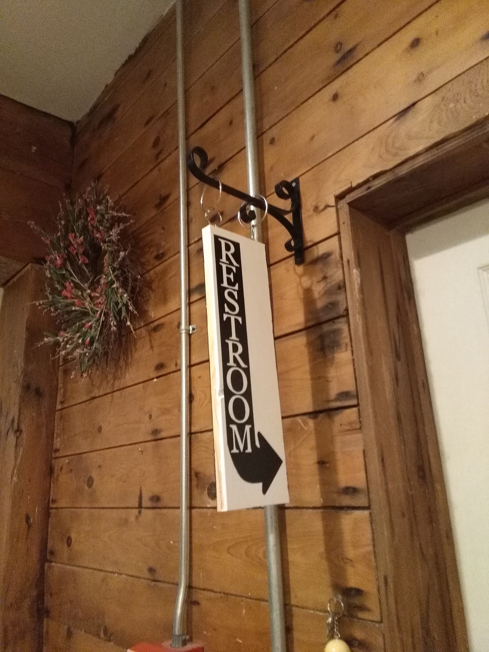 NEW!! Bathroom Street Sign Double Sided Vertical Restroom With Arrow ...
