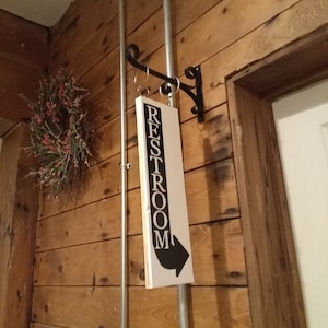 NEW!! Bathroom Street Sign Double Sided Vertical Restroom With Arrow ...