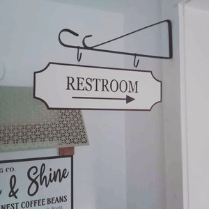 Bathroom Street Sign Double Sided Restroom Sign With Arrow Farmhouse ...