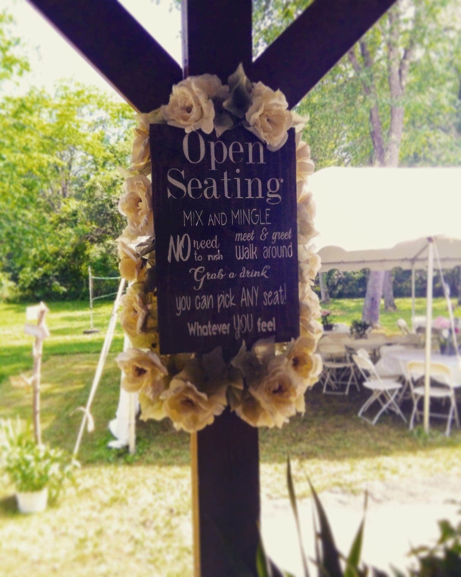Open Seating Wedding Sign, 10"x15", Rustic Wooden Wedding Sign, Seating ...