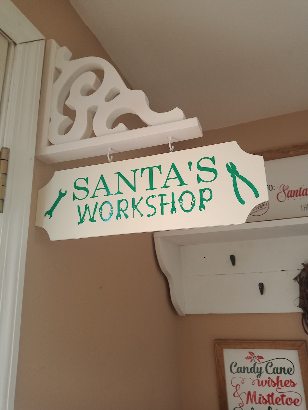 Santas Workshop Street Sign Holiday Open House Christmas Personalized ...
