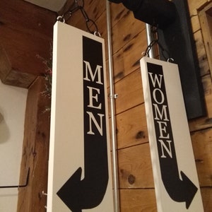 NEW!! 2 Bathroom Street Signs/vertical Restroom With Arrow/personalized ...