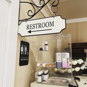 Bathroom Street Sign Double Sided Restroom Sign With Arrow Farmhouse ...