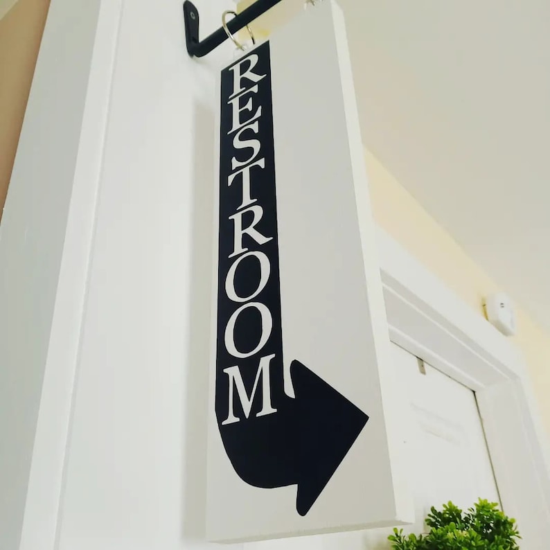 NEW!! Bathroom Street Sign Double Sided Vertical Restroom With Arrow ...